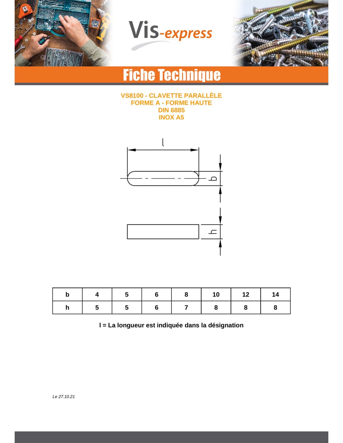 Clavette parallèle Inox A5 4X4 Longueur 22-200 pièces | Leroy Merlin