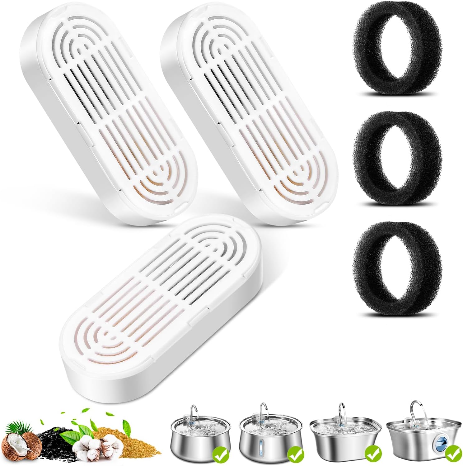 3 Pack Replacement Filters & Pre-Filter Sponges for 134oz/4L Automatic ...