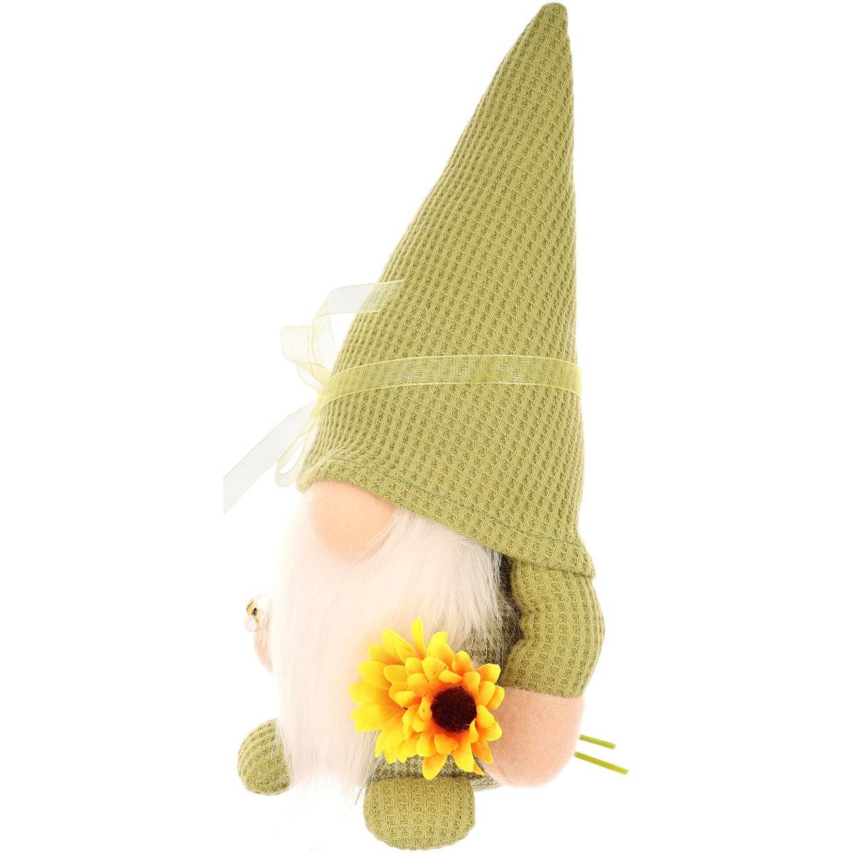 Skrzat dekoracja wiosenna, gnom ze słonecznikiem 20 cm zielony - Leroy ...