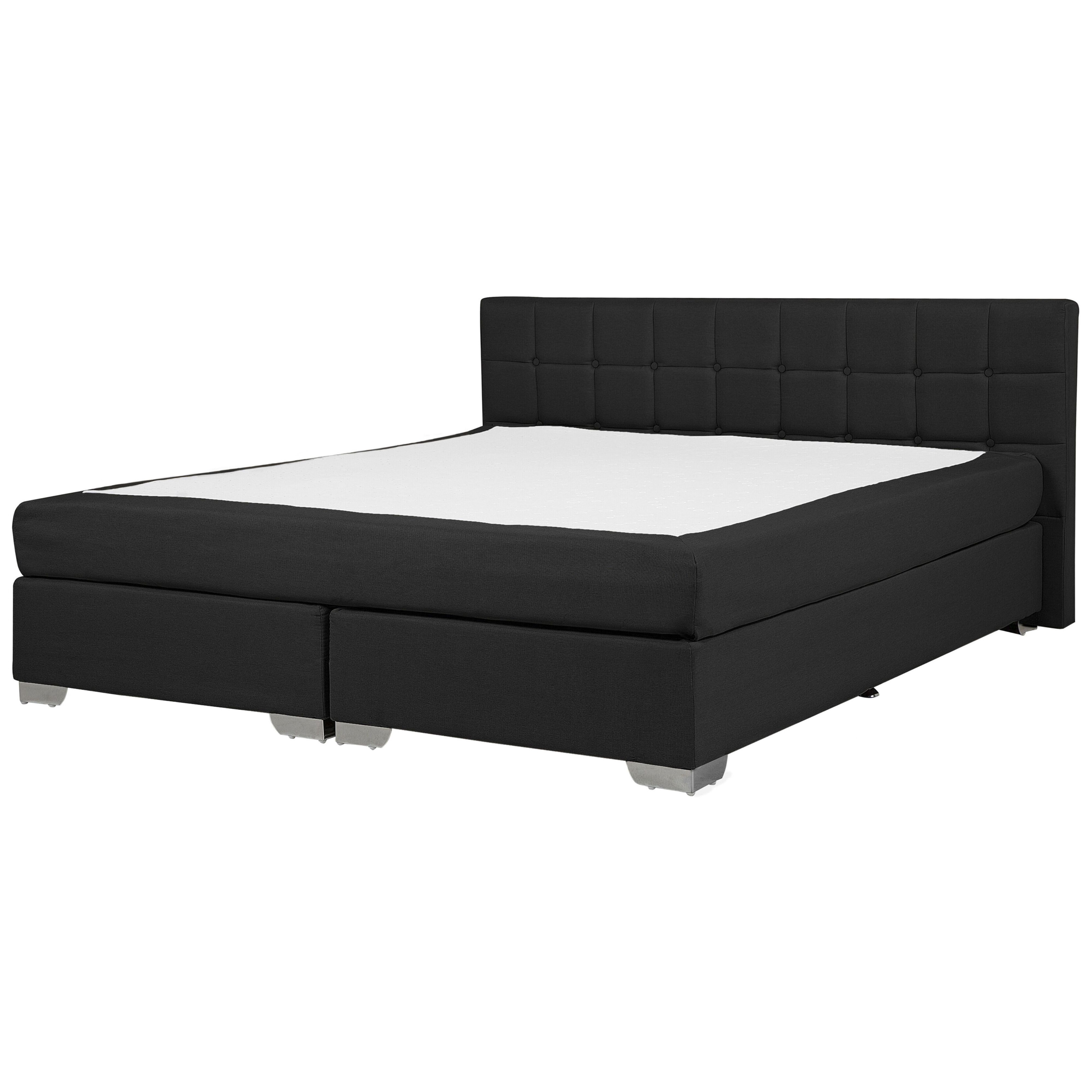 Lit Boxspring Tissu ADMIRAL 180 x 200 cm Noir | Leroy Merlin
