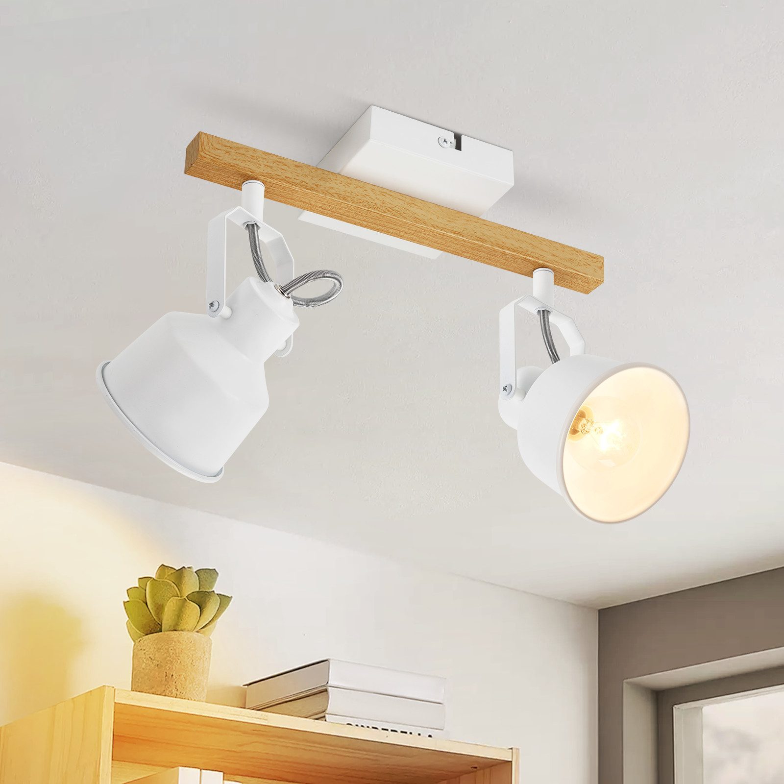 Foco de techo NETTLIFE de 2 llamas orientable a 350° con casquillo E14 ...