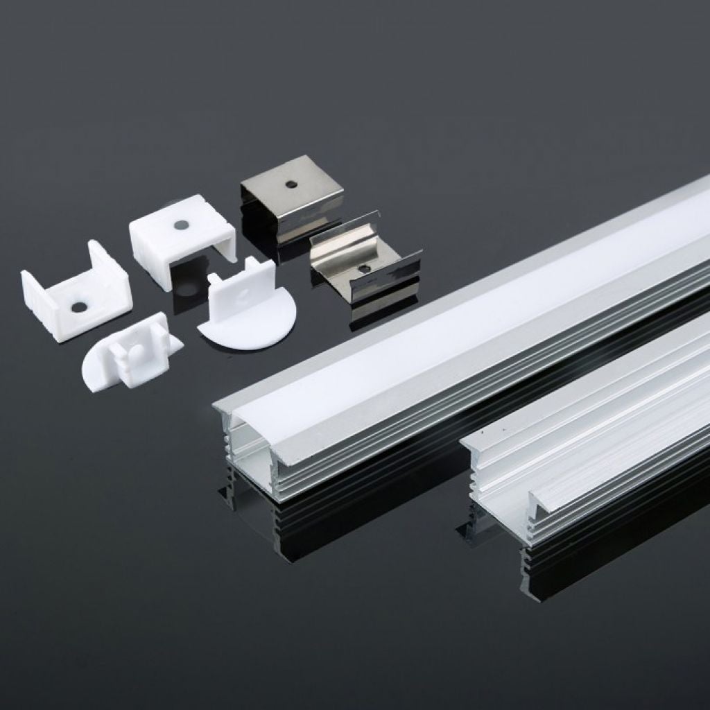Perfil de aluminio plateado para tira LED empotrada (l mà¡x: 12,5 mm ...