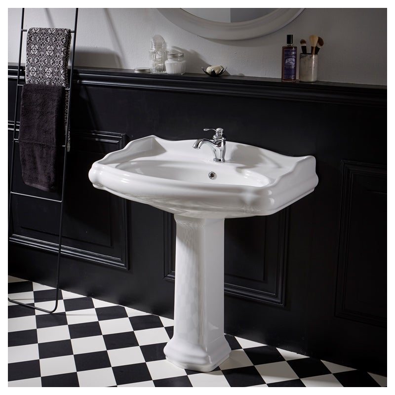 Lavabo colonne rétro 80 cm en céramique blanc | Leroy Merlin