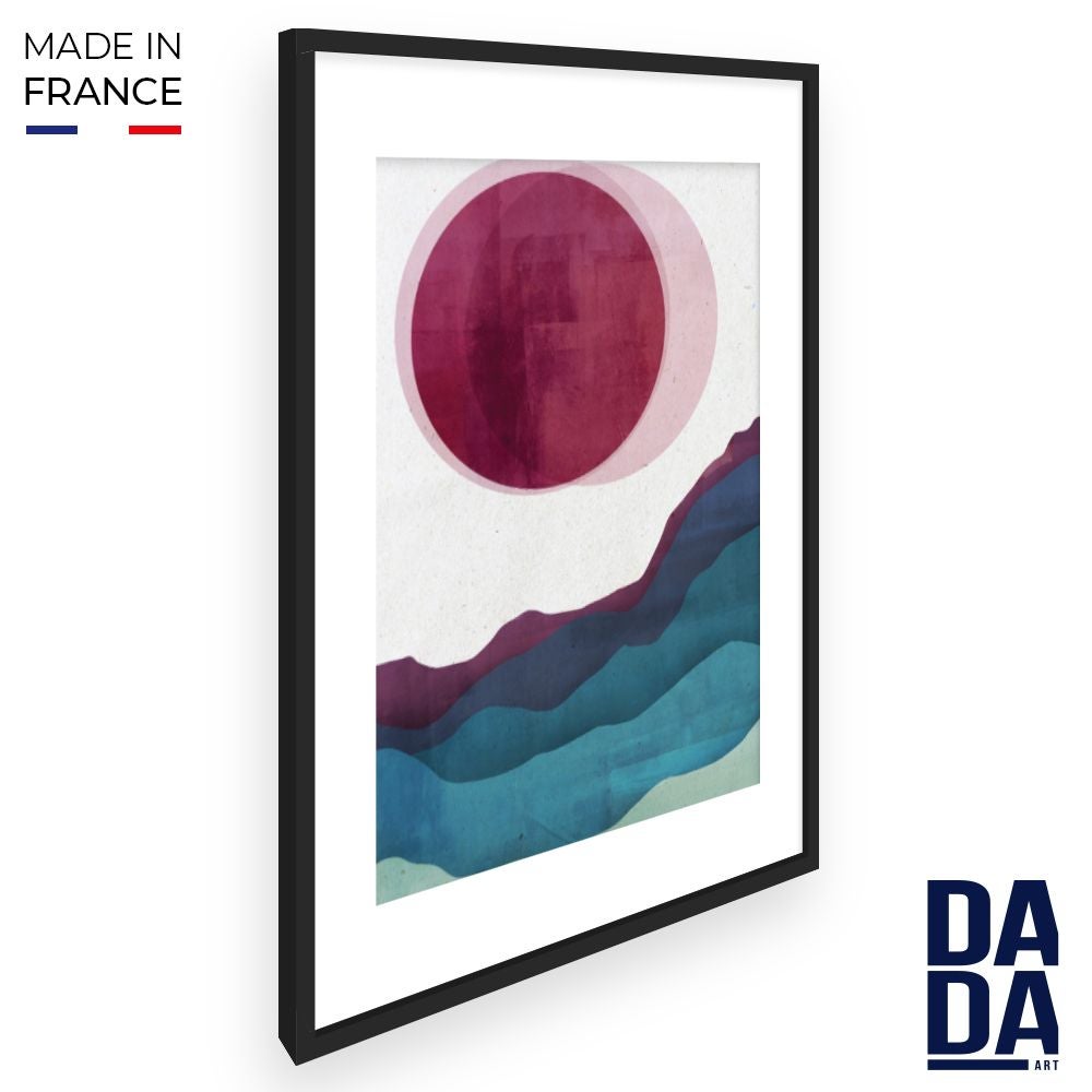 Image encadrée avec cadre NOIR / 30x40cm / Soleil et vagues / Créé et ...