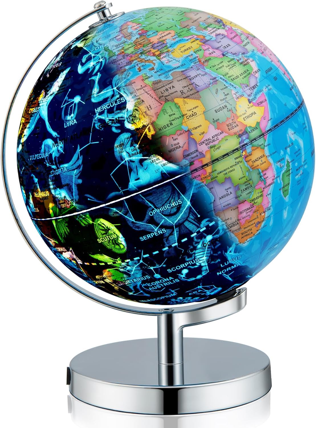 Globe Terrestre Lumineux Interactif 3 en 1 pour Enfants - Carte du Monde, 88 Constellations ...