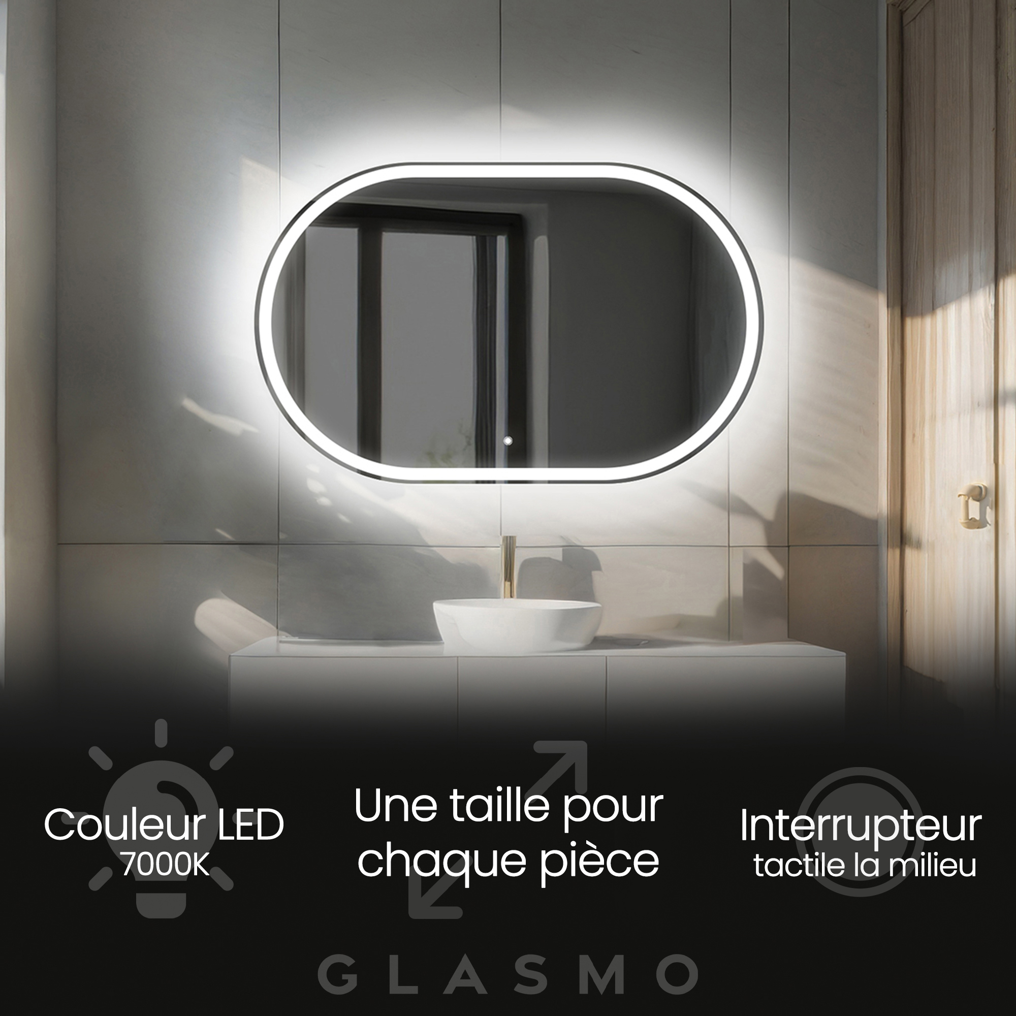 Miroir avec LED Illumination Salle de Bain - Freya | 140x80 cm | Blanc ...