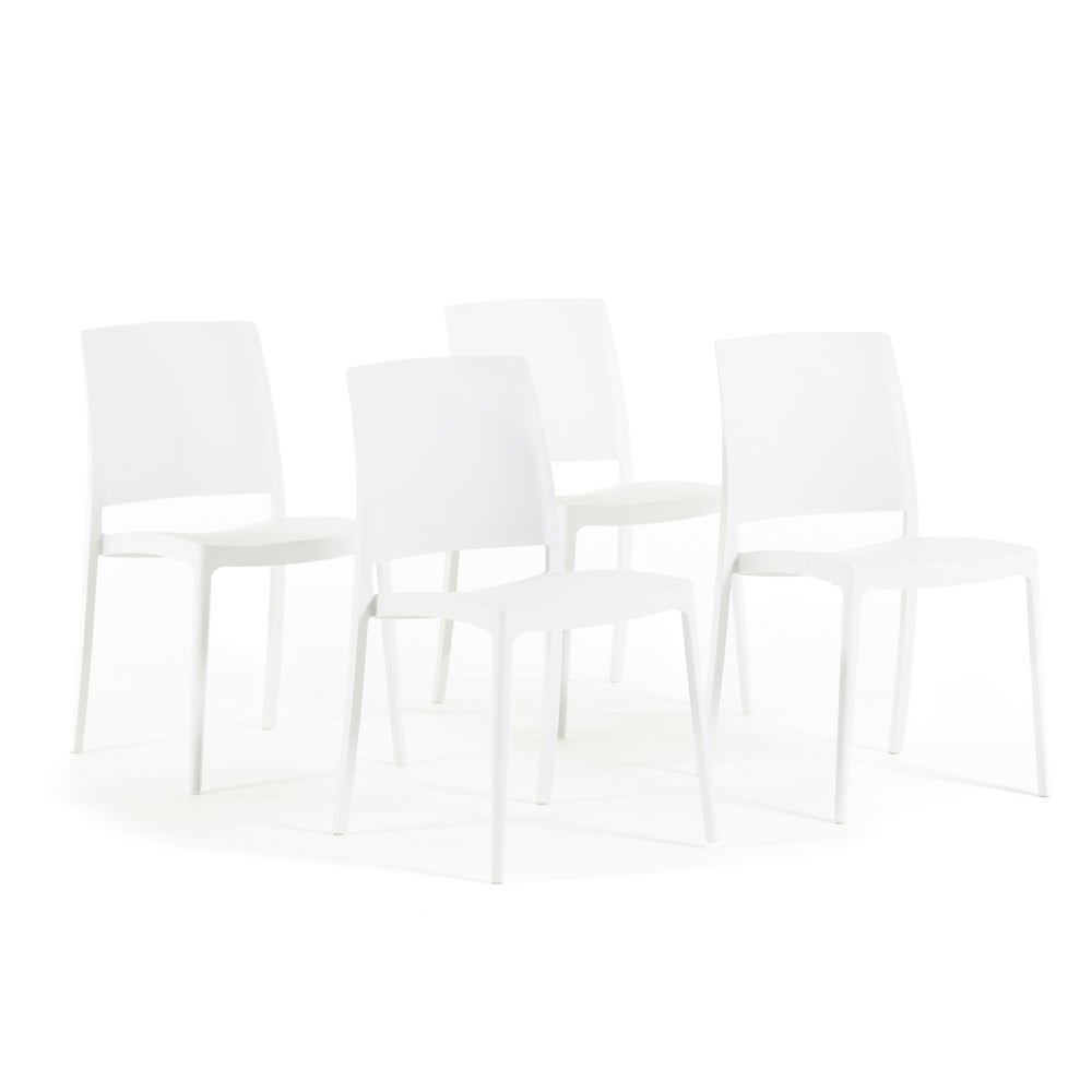 Lot de 4 chaises Maria de jardin empilables en polypropylène avec fibre ...