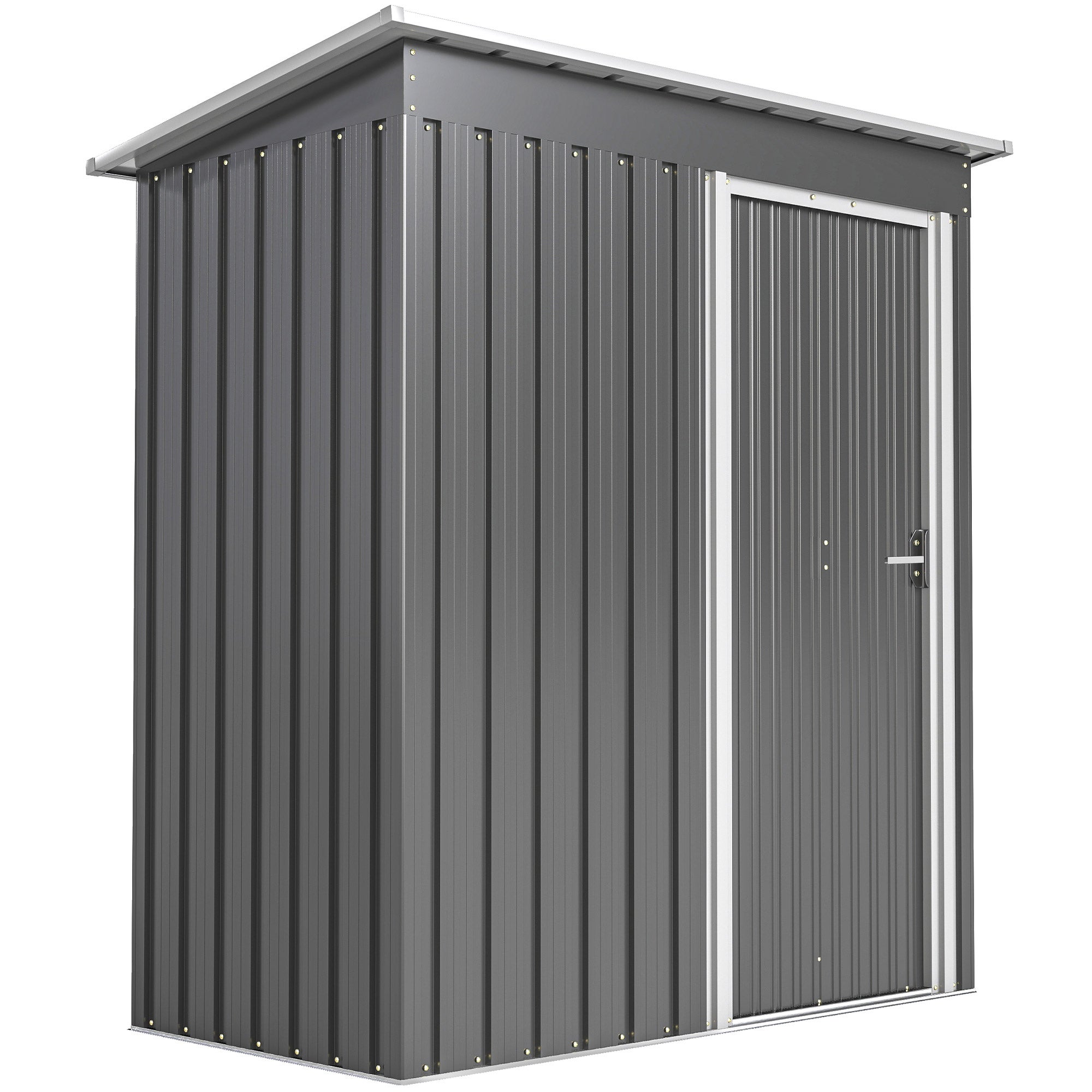 Caseta de herramientas con techo inclinado y puerta corredera, acero y ...
