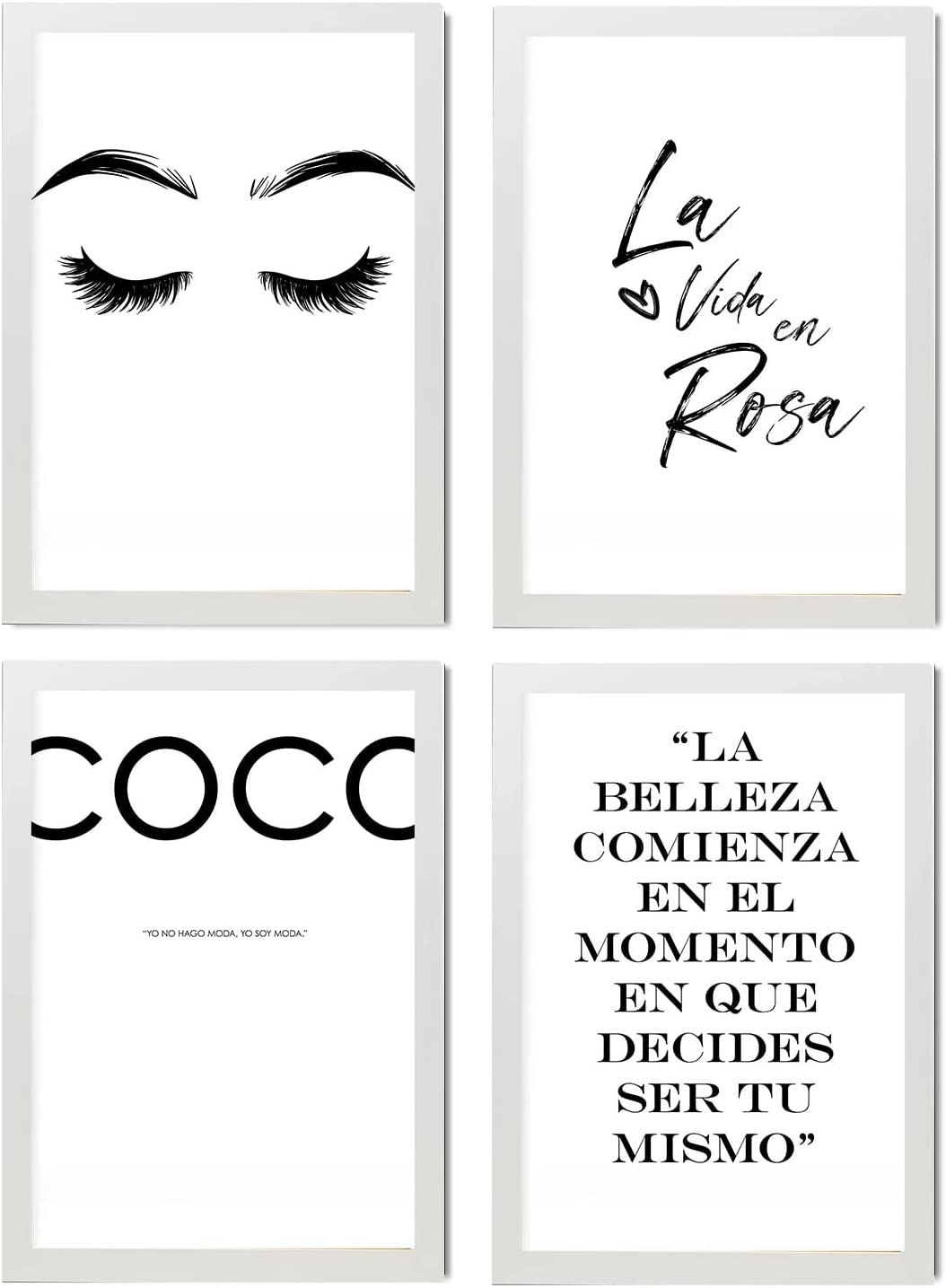 Set De 4 Pósteres Tipograficos Coco Diseño De Interiores Cuadros Con ...