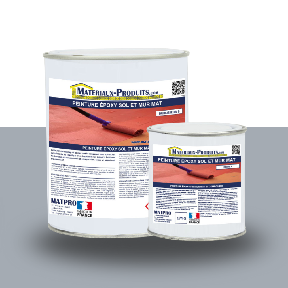 Peinture époxy sol et mur mat Kit de 2,5 Kg Gris Béton RAL 7040 ...