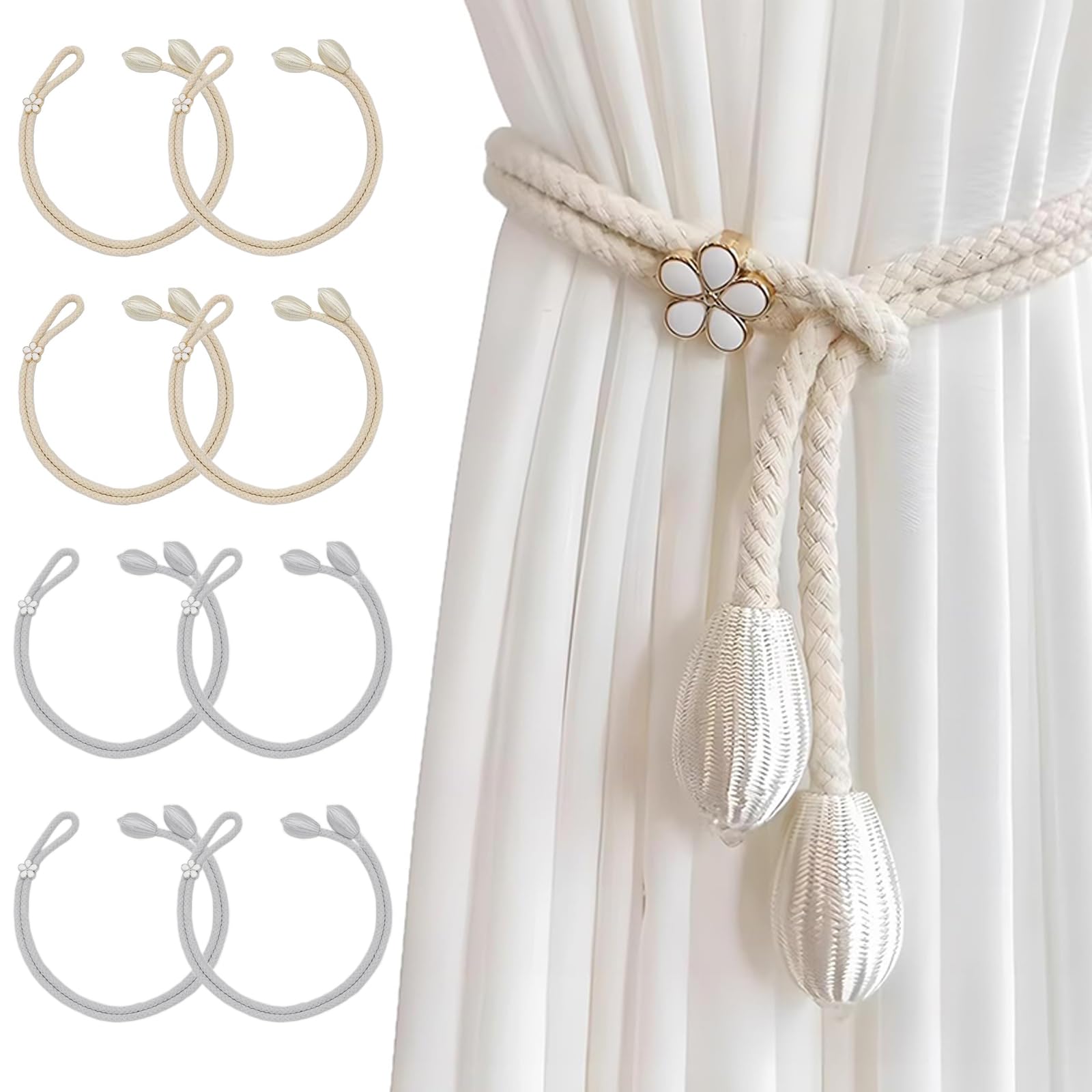 8 pcs embrasses pour rideaux, attaches tissées sans perçage, embrasses ...