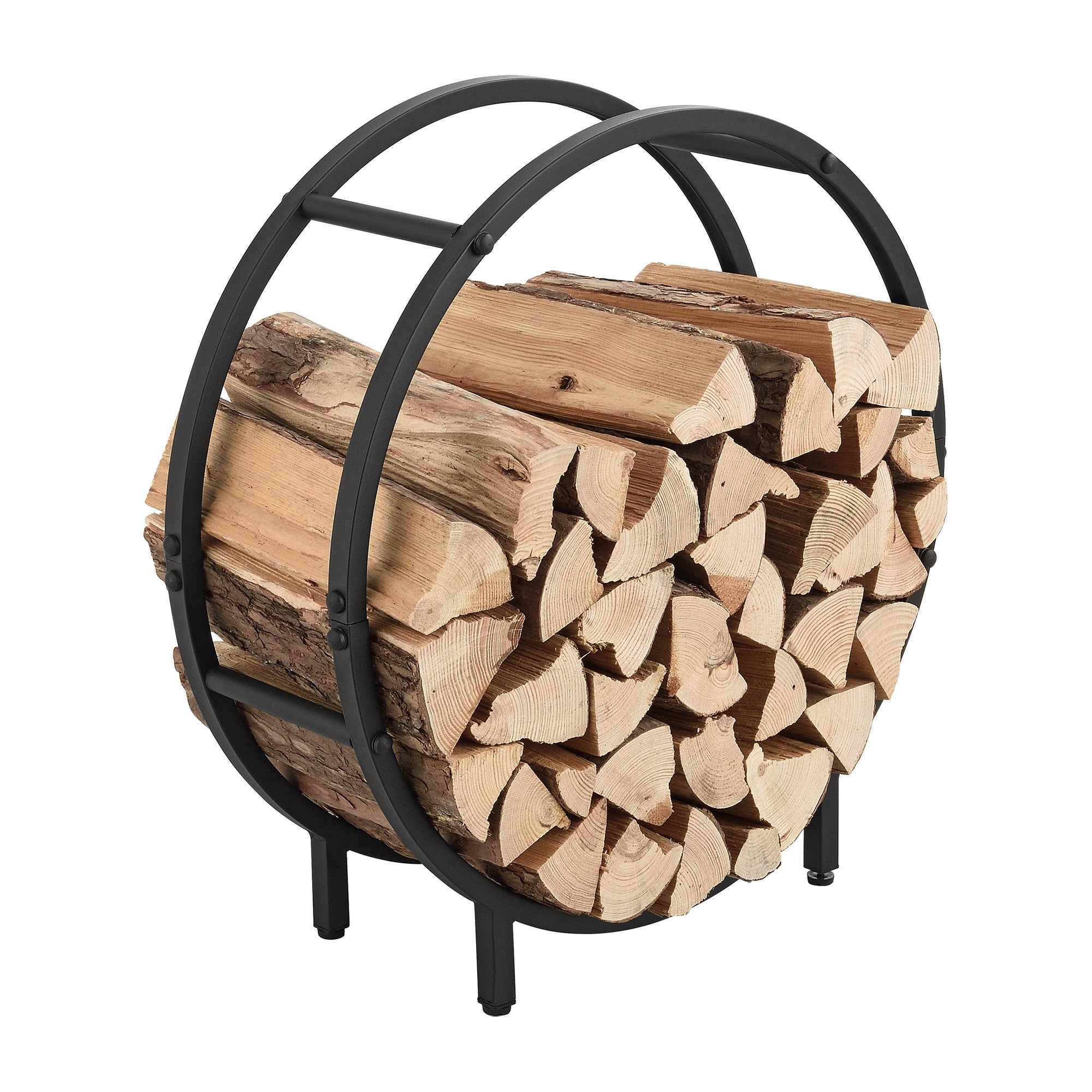 Porte-Bûches Rond Knivsta 62 x 60 x 20 cm Noir [en.casa] | Leroy Merlin