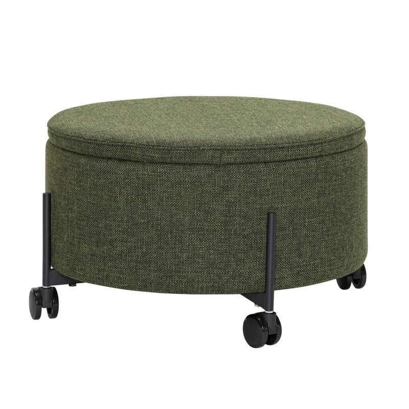 Pouf rond 66cm à roulettes avec coffre en tissu OXFORD | Leroy Merlin