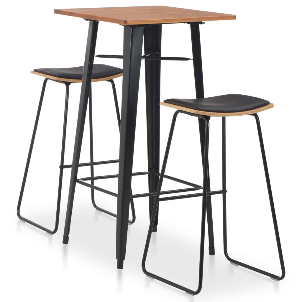 Mobilier de bar 3 pcs Acier Noir 2 | Leroy Merlin