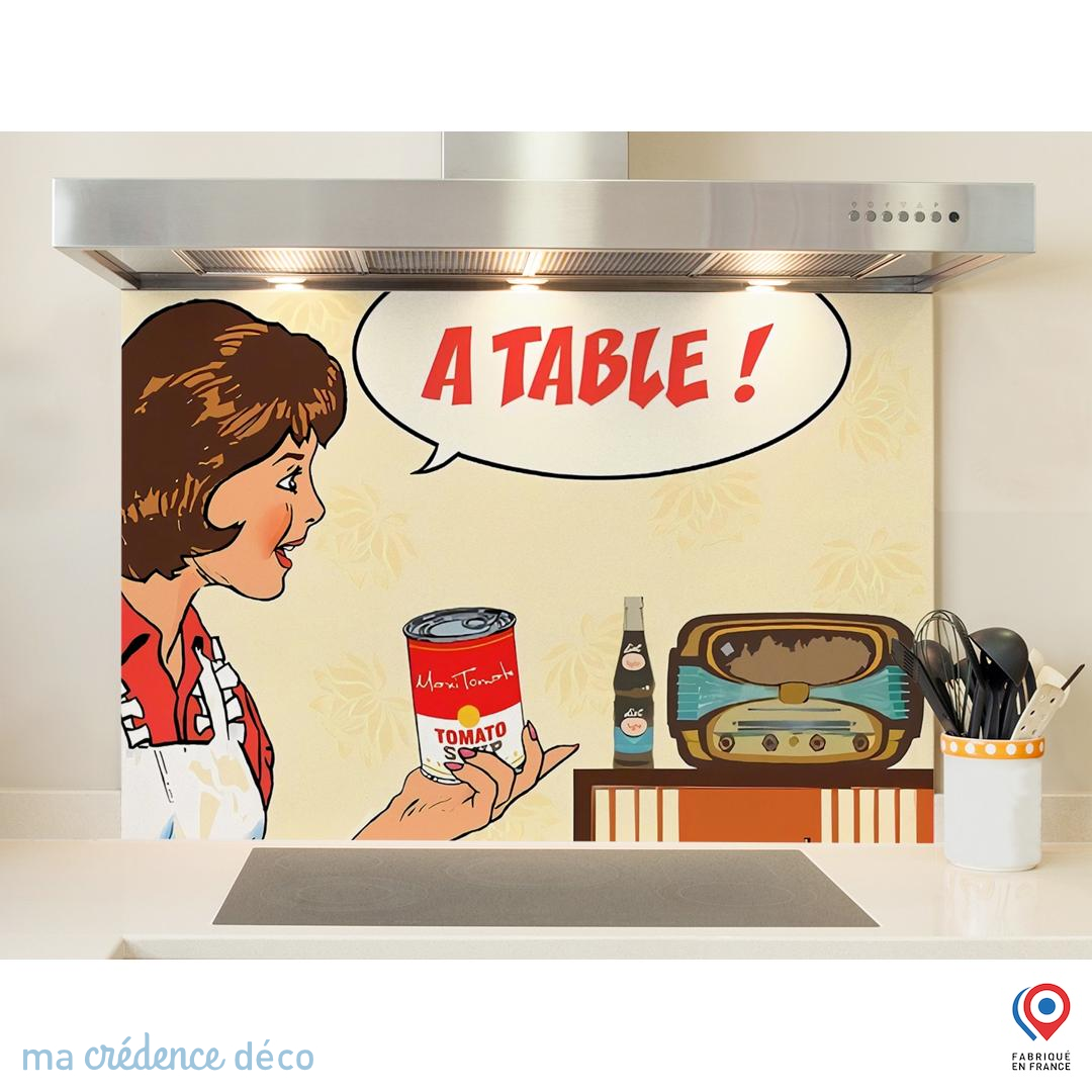 Crédence cuisine fond de hotte A table - Verre trempé - L 90 cm x H 50 ...