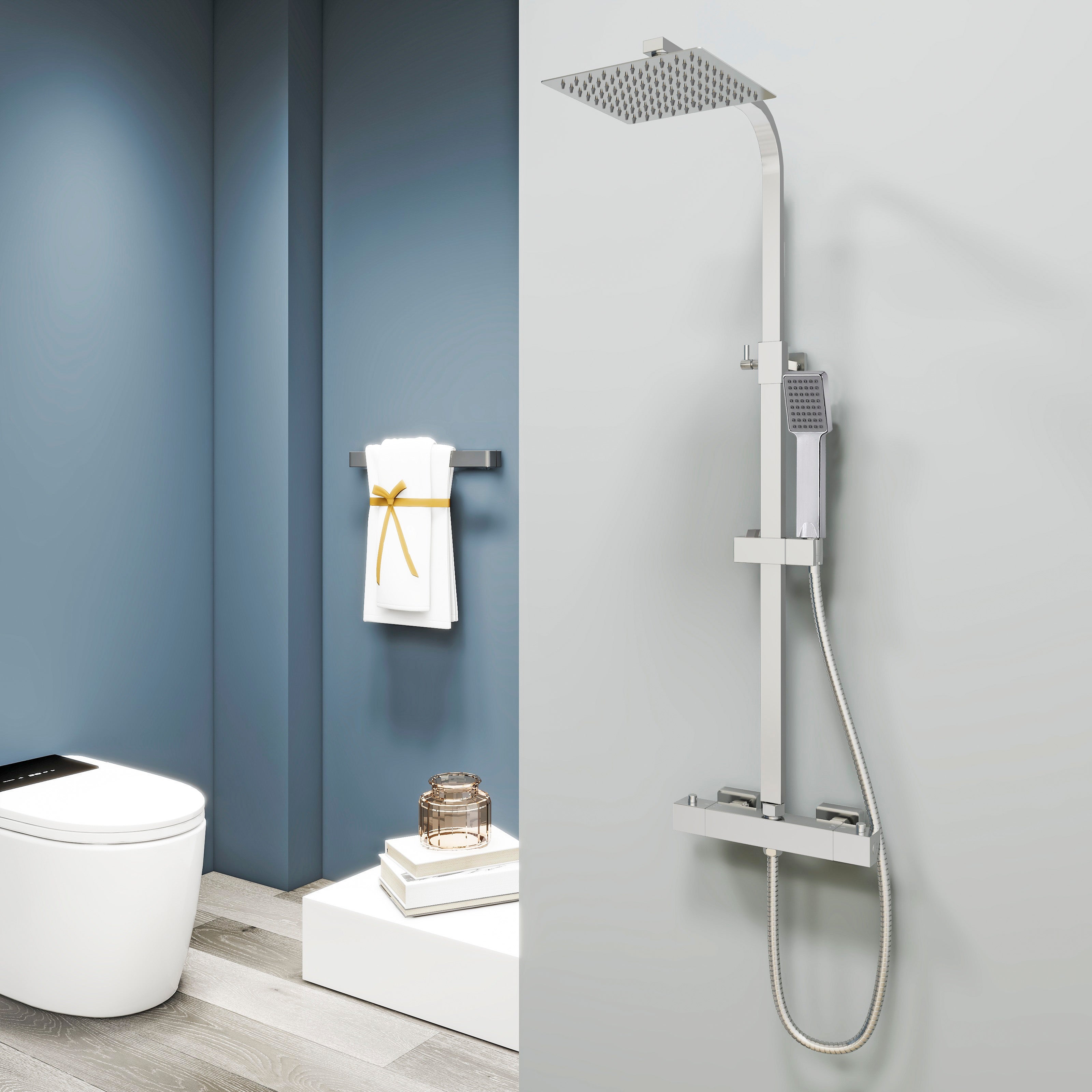 AICA Colonne de douche thermostatique avec pomme de douche de 8", corps ...