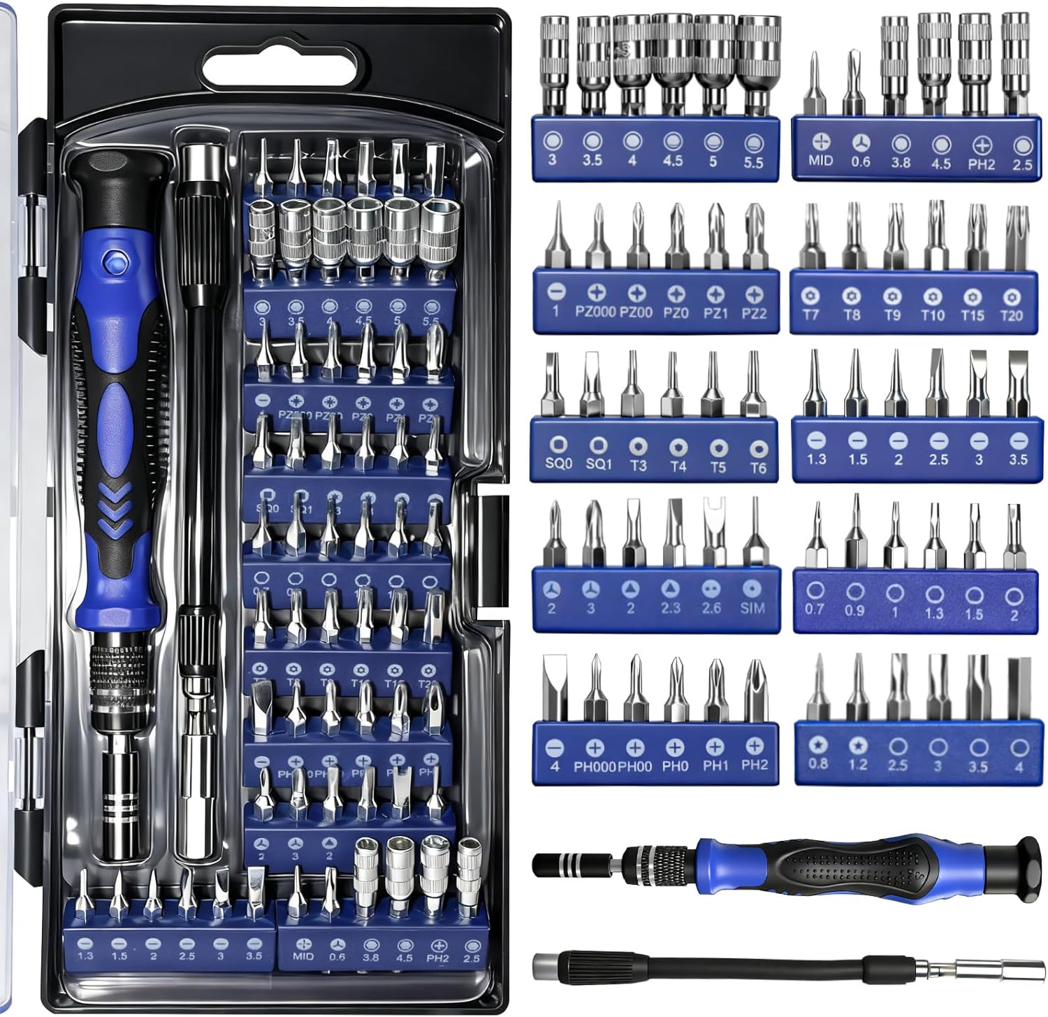 Jeu de 62 tournevis de précision, embouts magnétiques et poignée ...