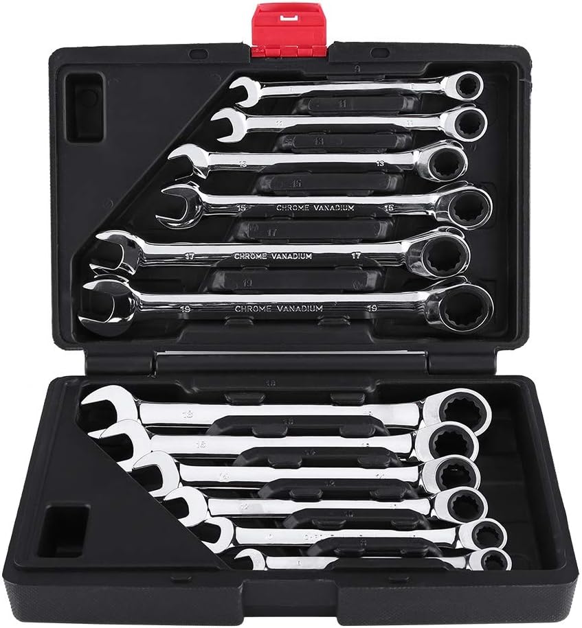 Juego de 12 piezas de carraca, vaso y puntas (8 a 19 mm) para garaje y ...