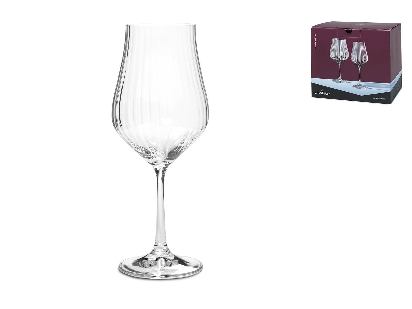 Copas Bohemia 6 Tulipa en cristal sonoro, efecto óptico transparente ...