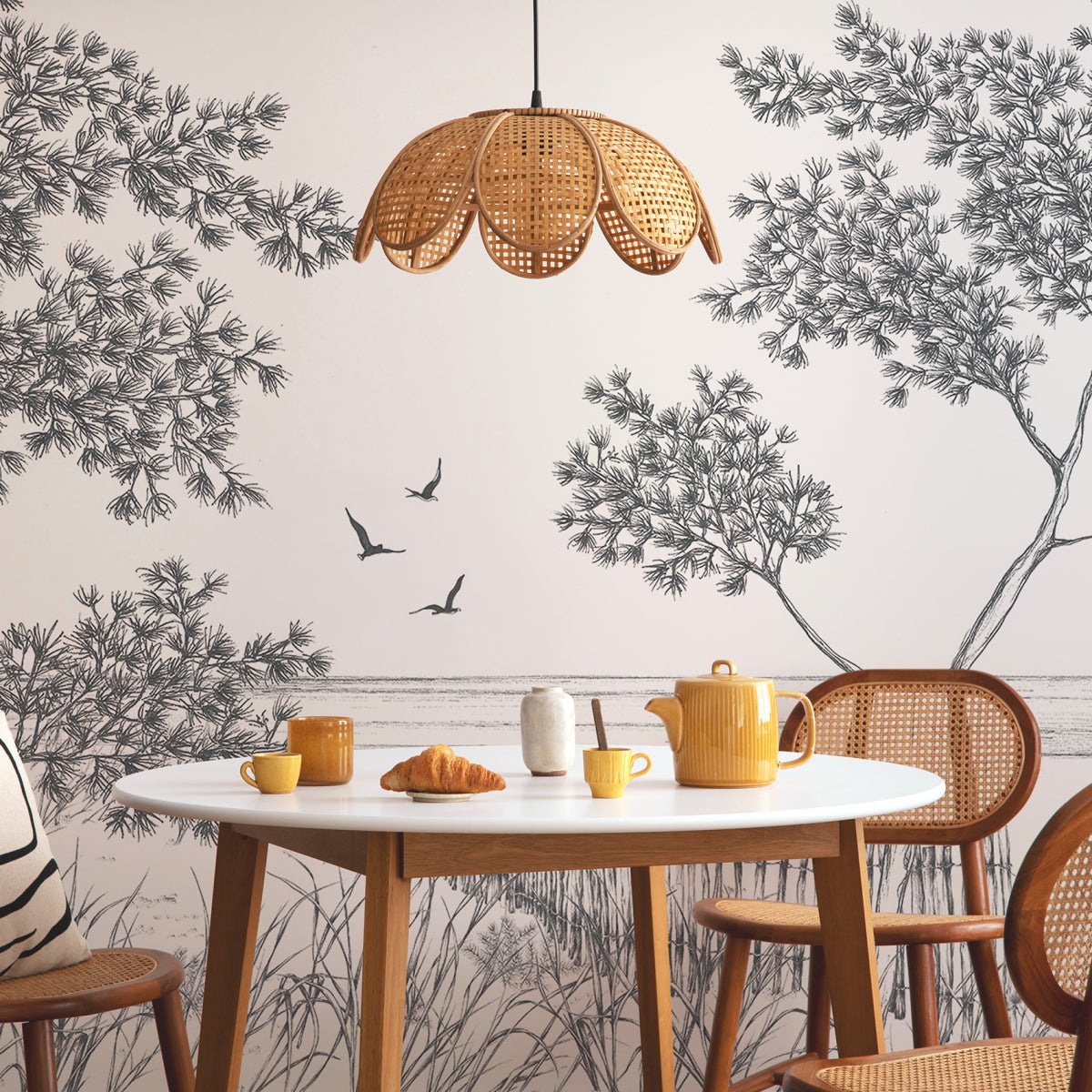 Papier peint panoramique Balade en bord de mer Gris 375x250cm-MADE IN ...