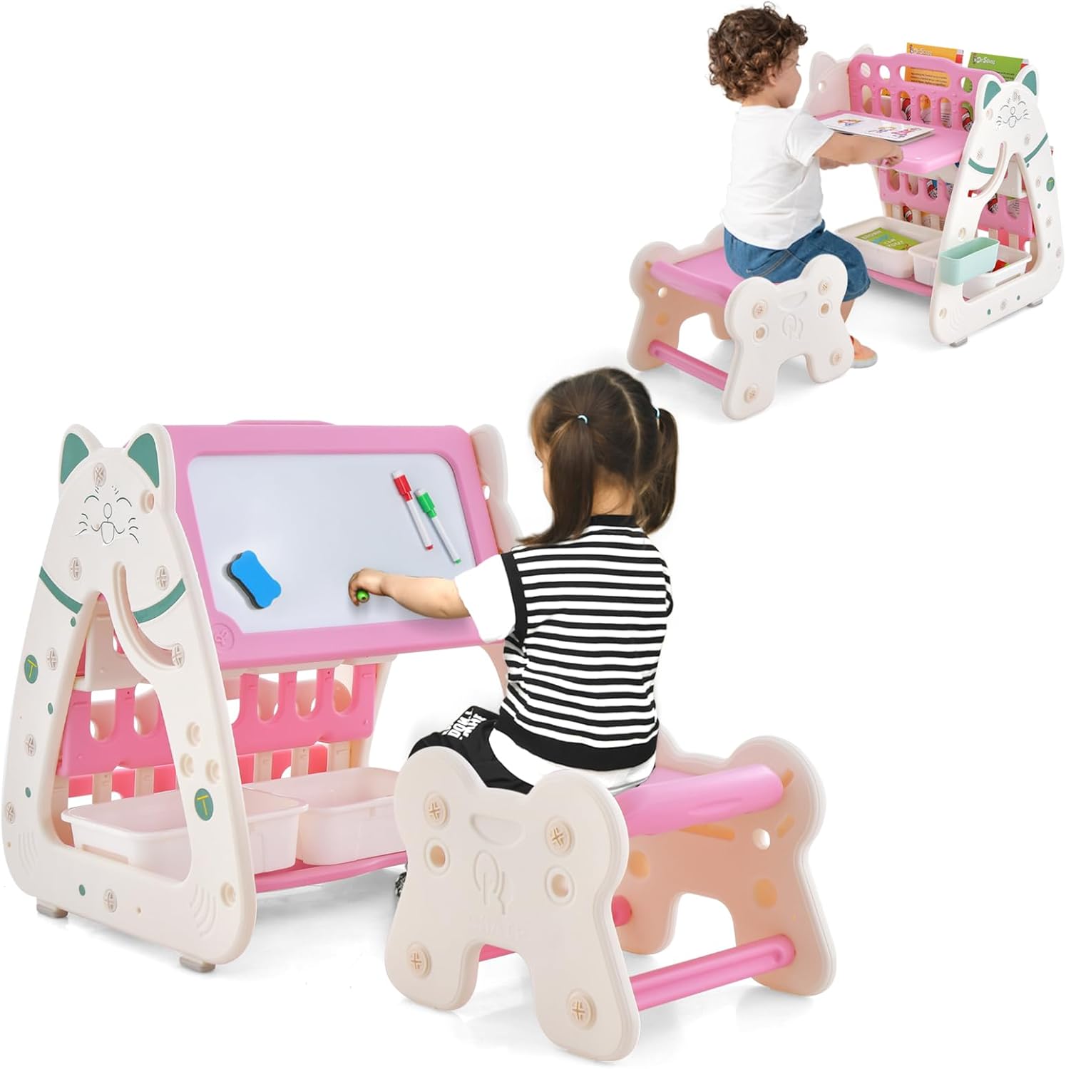 Table Enfant avec Chaises pour Enfant 3 en 1 Chevalet, Bureau ...
