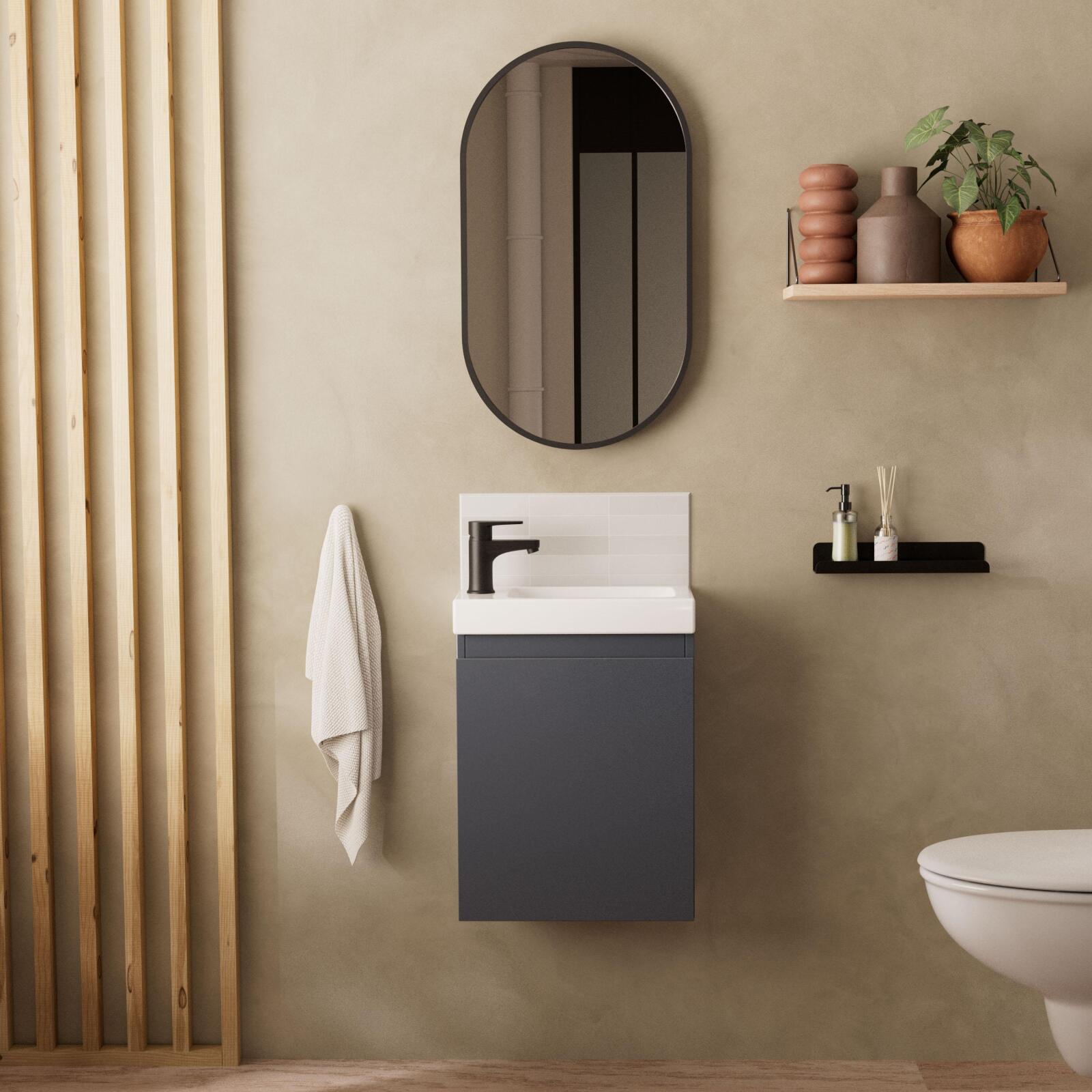 Meuble lave-mains LISA + miroir ovale | Leroy Merlin