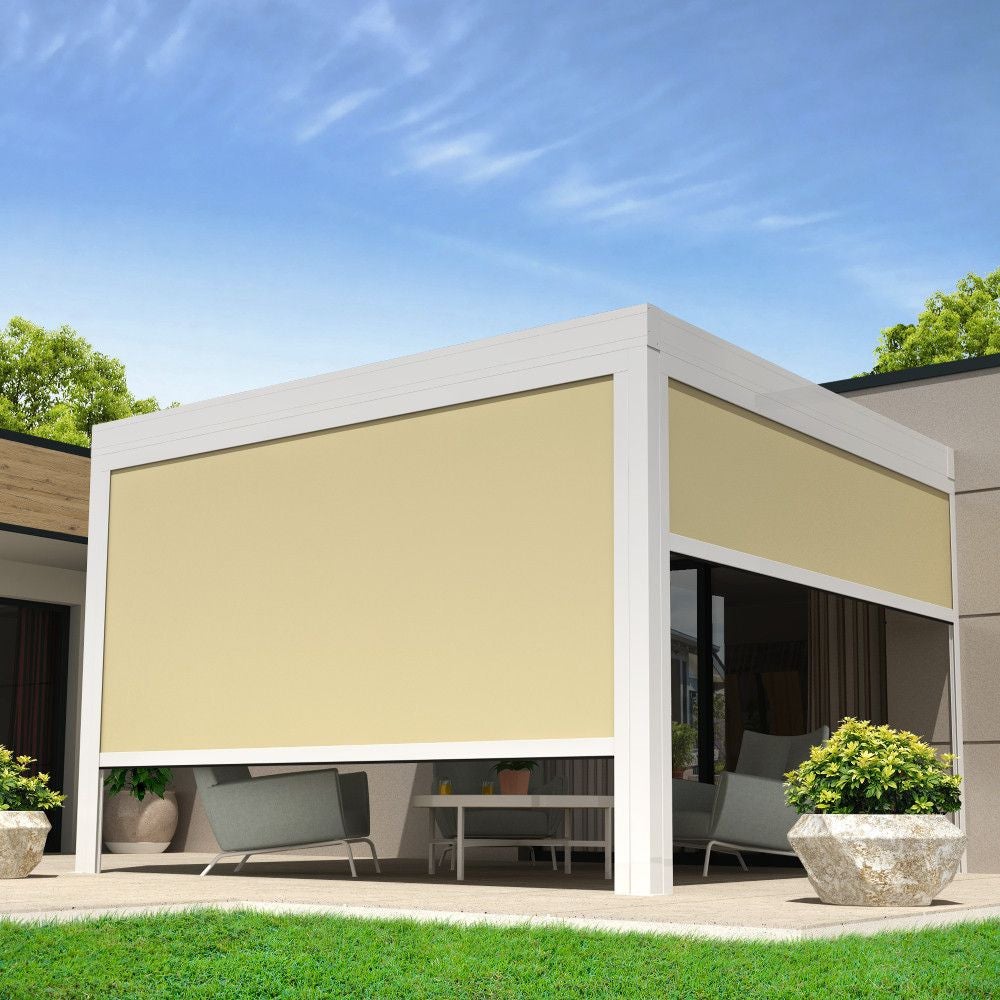 Toldo vertical para LEVANTE 4,00x2,50 M (Motorizado con mando a distancia - Blanco - Crudo ...