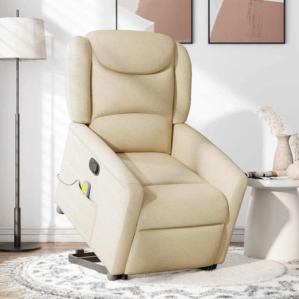 Fauteuil inclinable de massage en tissu crème | Leroy Merlin