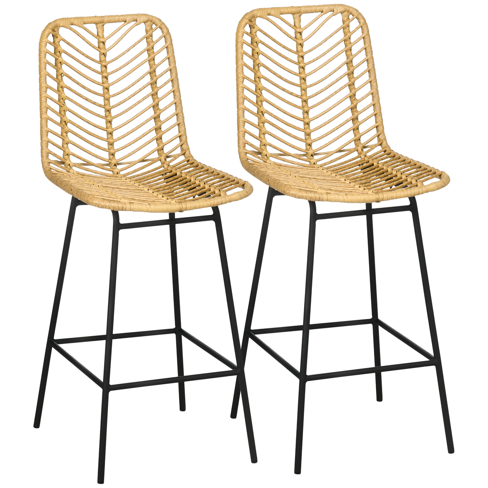 Deux tabourets de bar de style bohème, de 66 cm de haut, avec repose ...