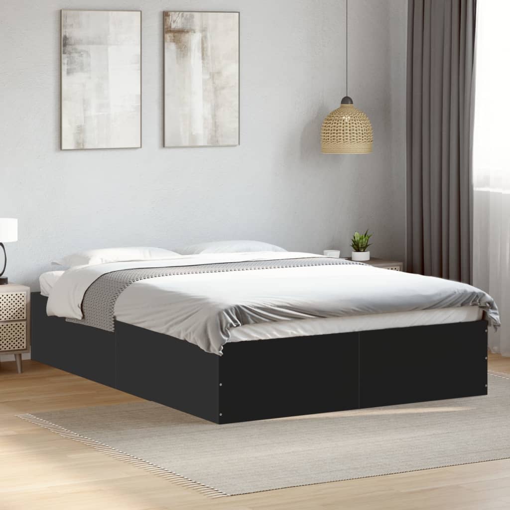 Estructura de cama negra de madera contrachapada 135x190 cm | Leroy Merlin
