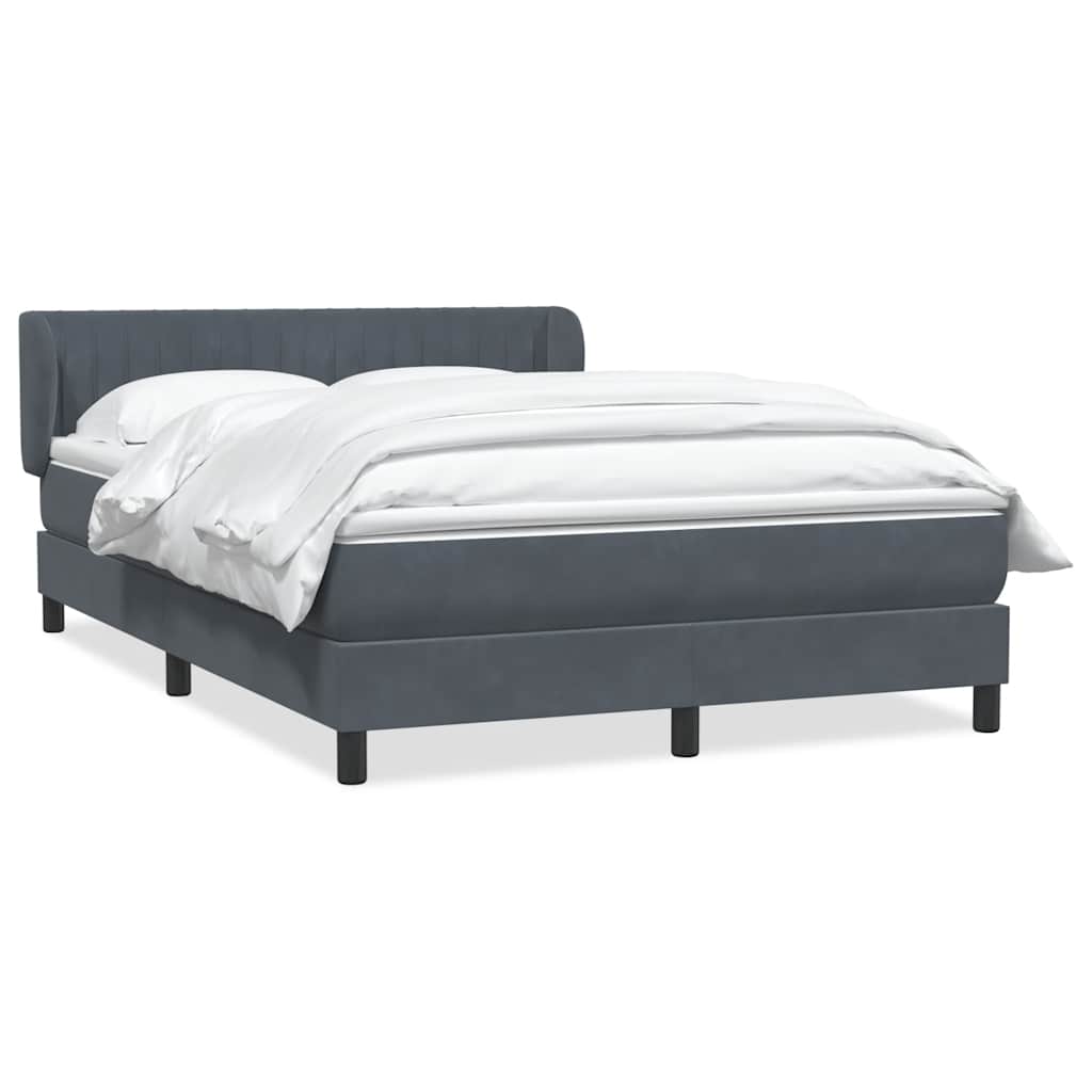 Lit à sommier tapissier avec matelas en velours gris foncé 160x220 cm ...