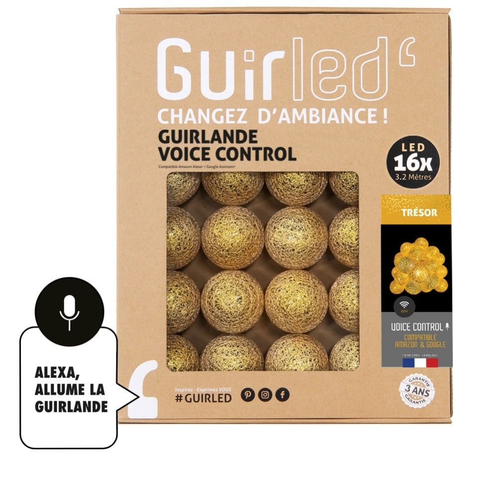 Guirlande lumineuse wifi boules coton LED USB - Alexa & Google ...