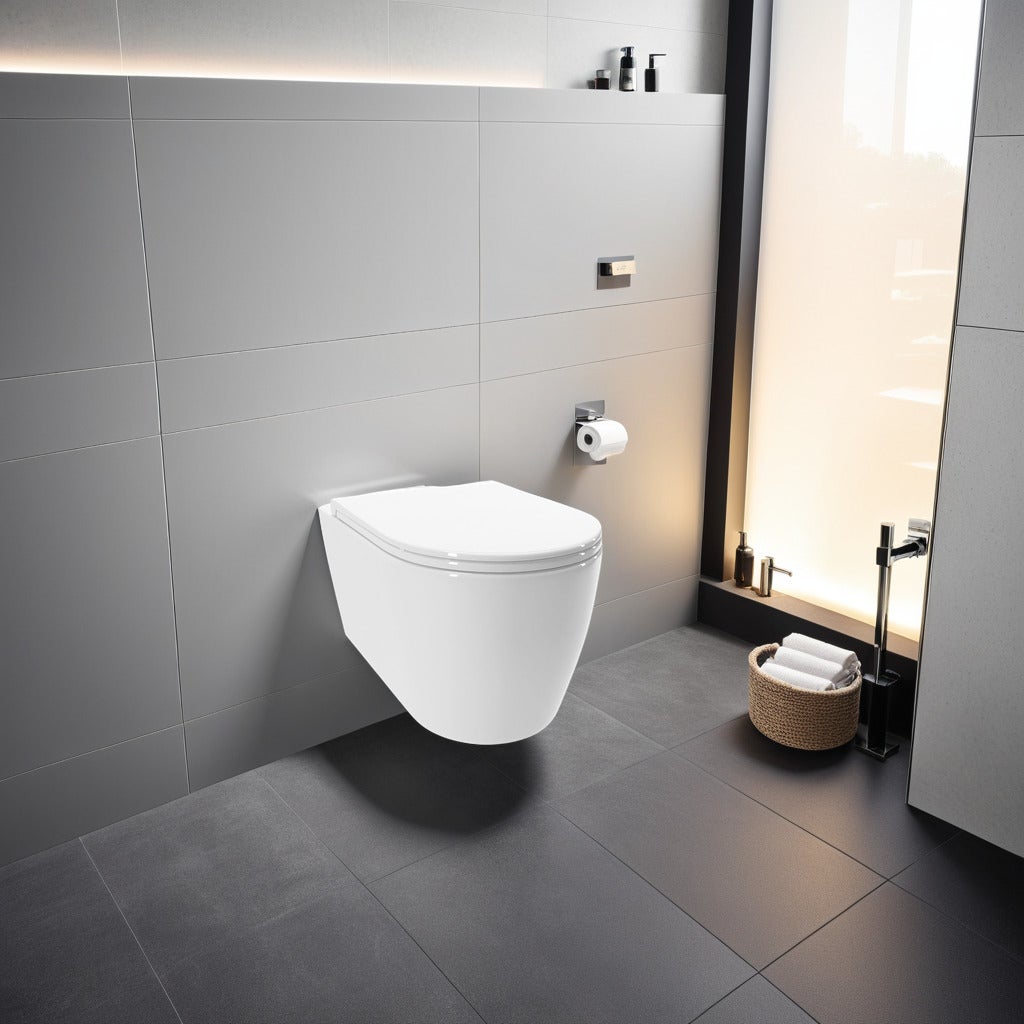 WC SUSPENDU V8 | TOILETTE EN CERAMIQUE | SORTIE AU SOL | BLANC MAT ...