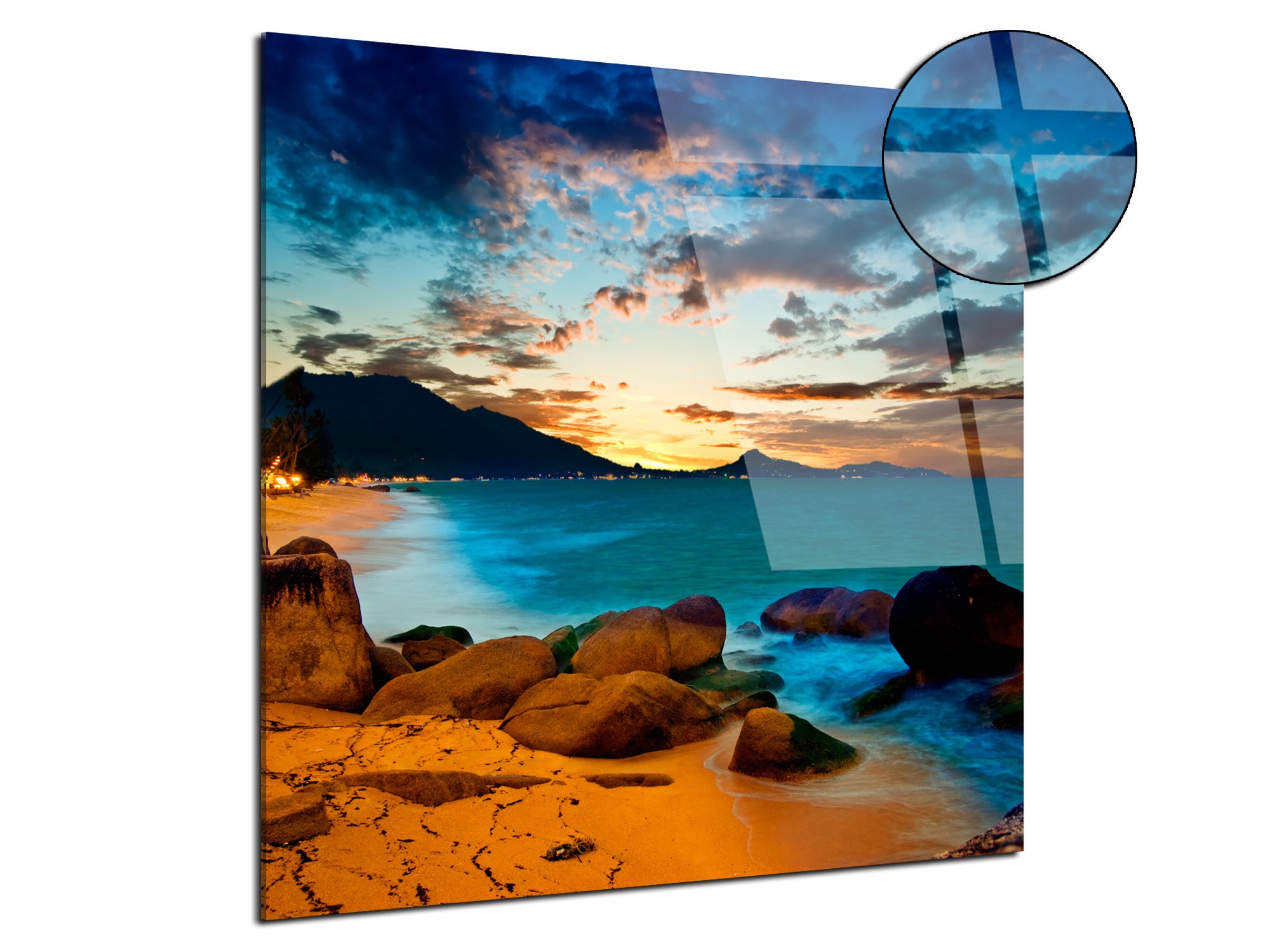 Cadre Plexiglas paysage coucher de soleil sur la plage | Leroy Merlin
