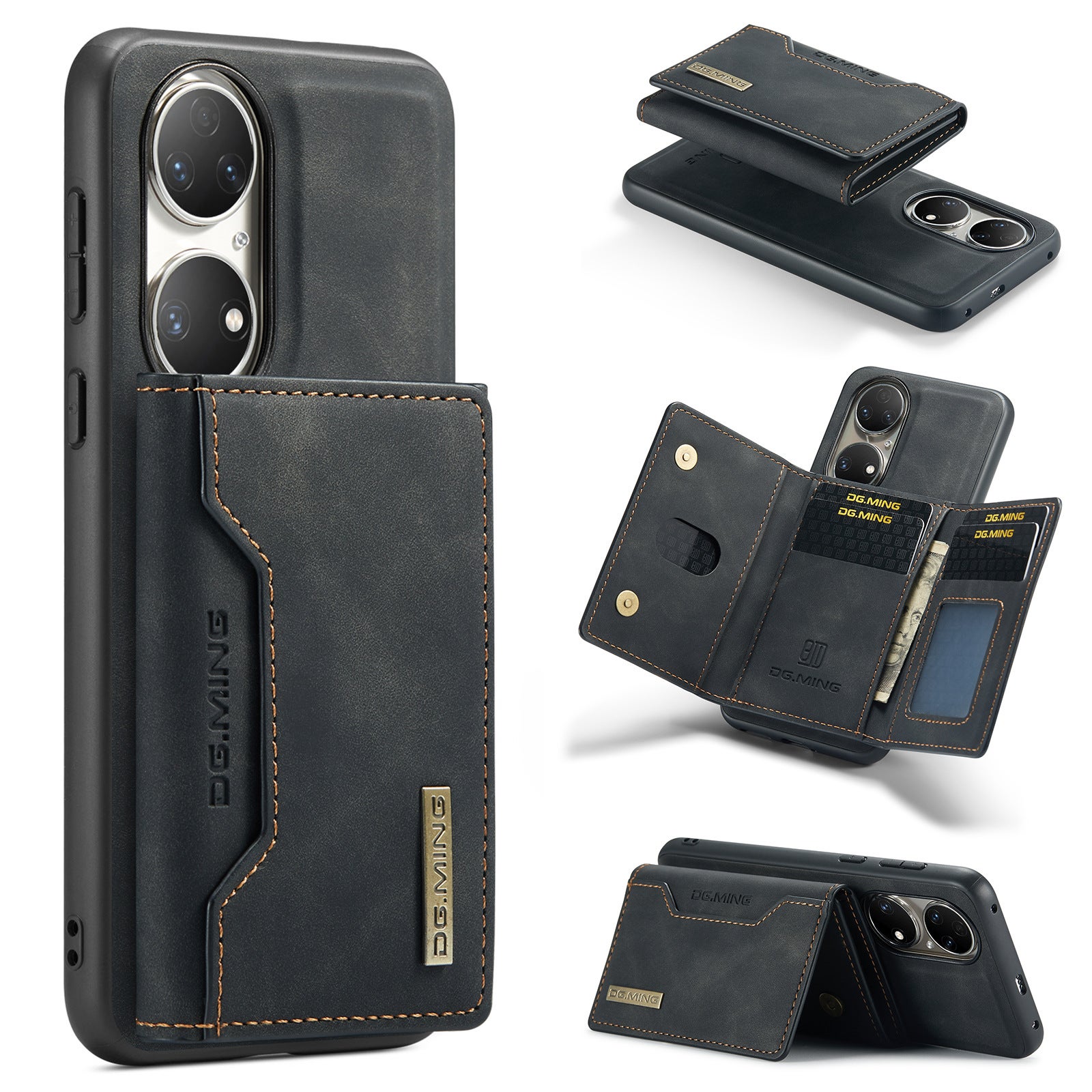 Funda tipo billetera plegable triple para Huawei Black Huawei P50 Pro ...