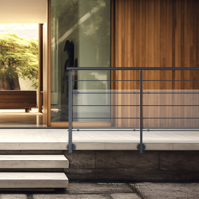 OPALU – Kit garde-corps 2m prêt-à-poser en aluminium latéral Gris ...