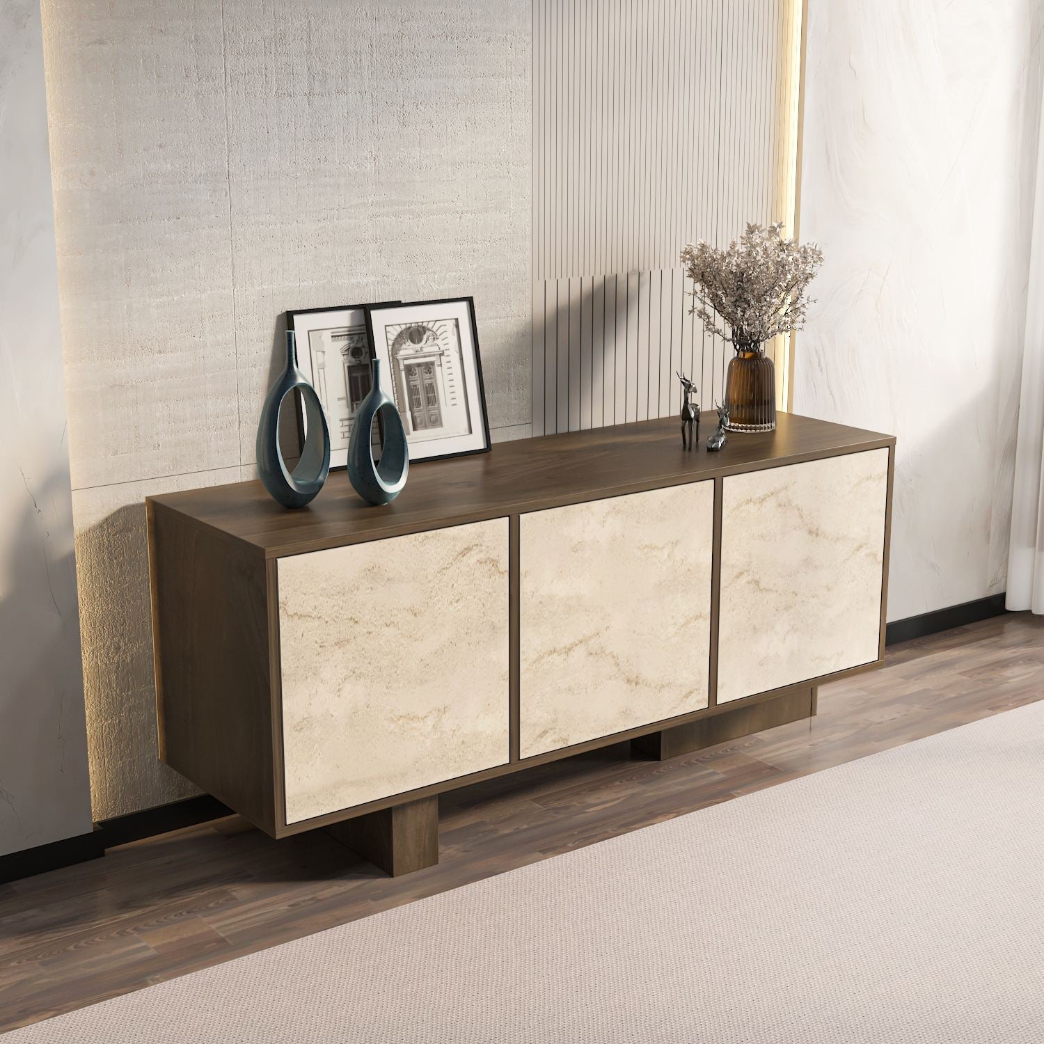 Buffet Monaco en noyer Travertin | Leroy Merlin