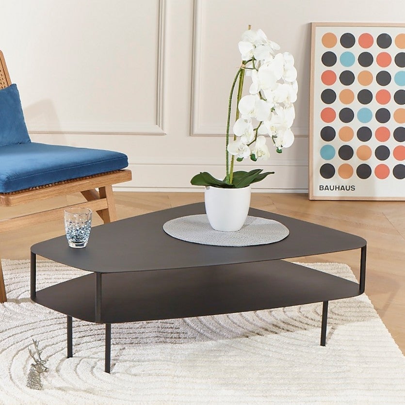 ROBIN DES BOIS - WEST SIDE : Table basse trapèze en métal noir | Leroy ...