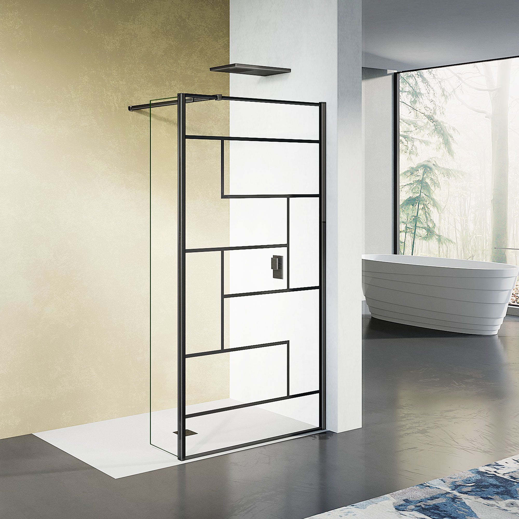 GRAND VERRE Paroi de douche avec volet pivotant 140+30 design moderne ...