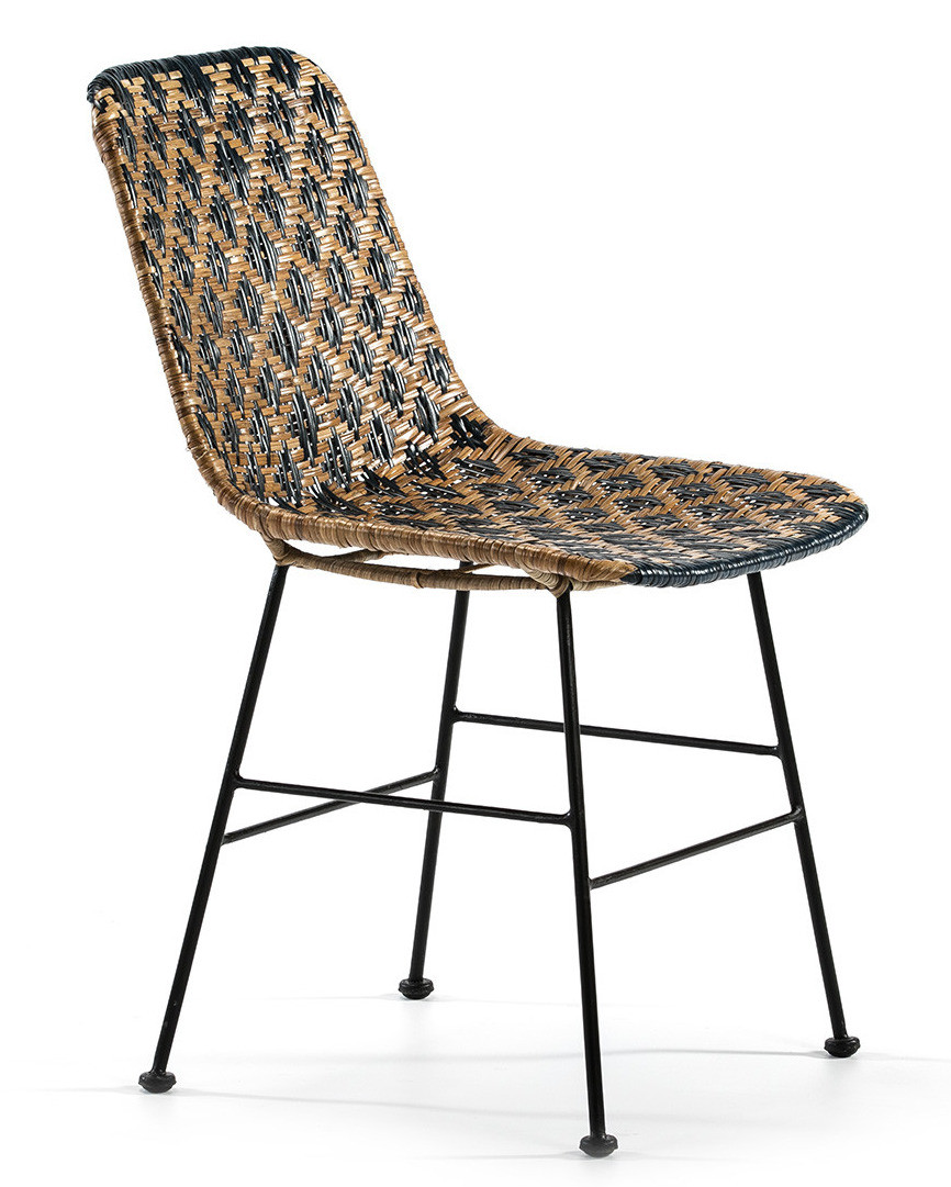 Chaise osier noir et clair et métal noir Gael | Leroy Merlin