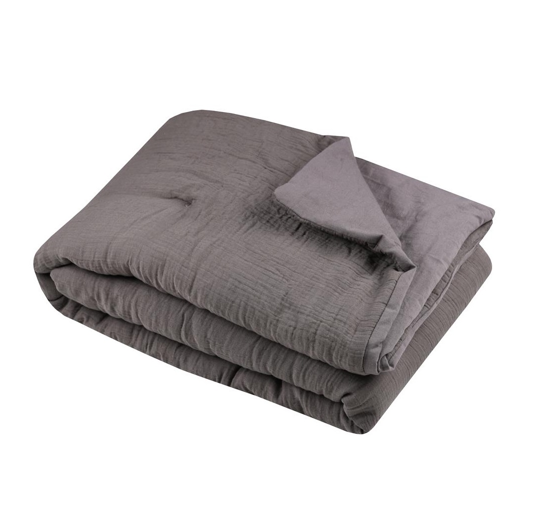 Plaid ou Edredon en gaze de coton 125 x 150 cm Pop color taupe | Leroy ...
