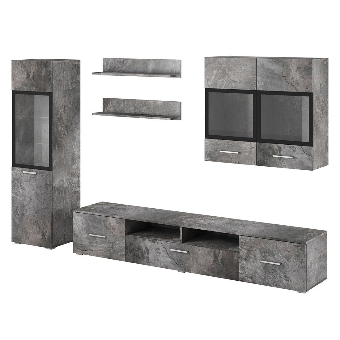 Composition de 6 meubles design pour salon effet ardoise collection ...
