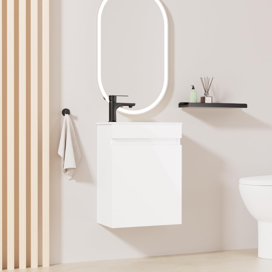 Meuble Lave Main WC - 40 cm - Prémonté - Petit lavabo avec Meuble Bas ...
