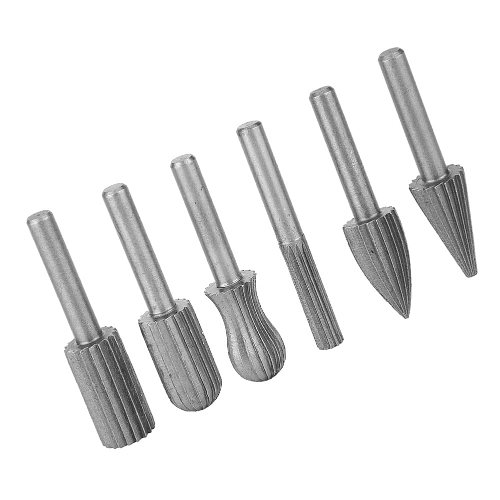 Lot de 6 fraises rotatives en carbure de tungstène pour lime à bois, gravure sur métal, tige de ...