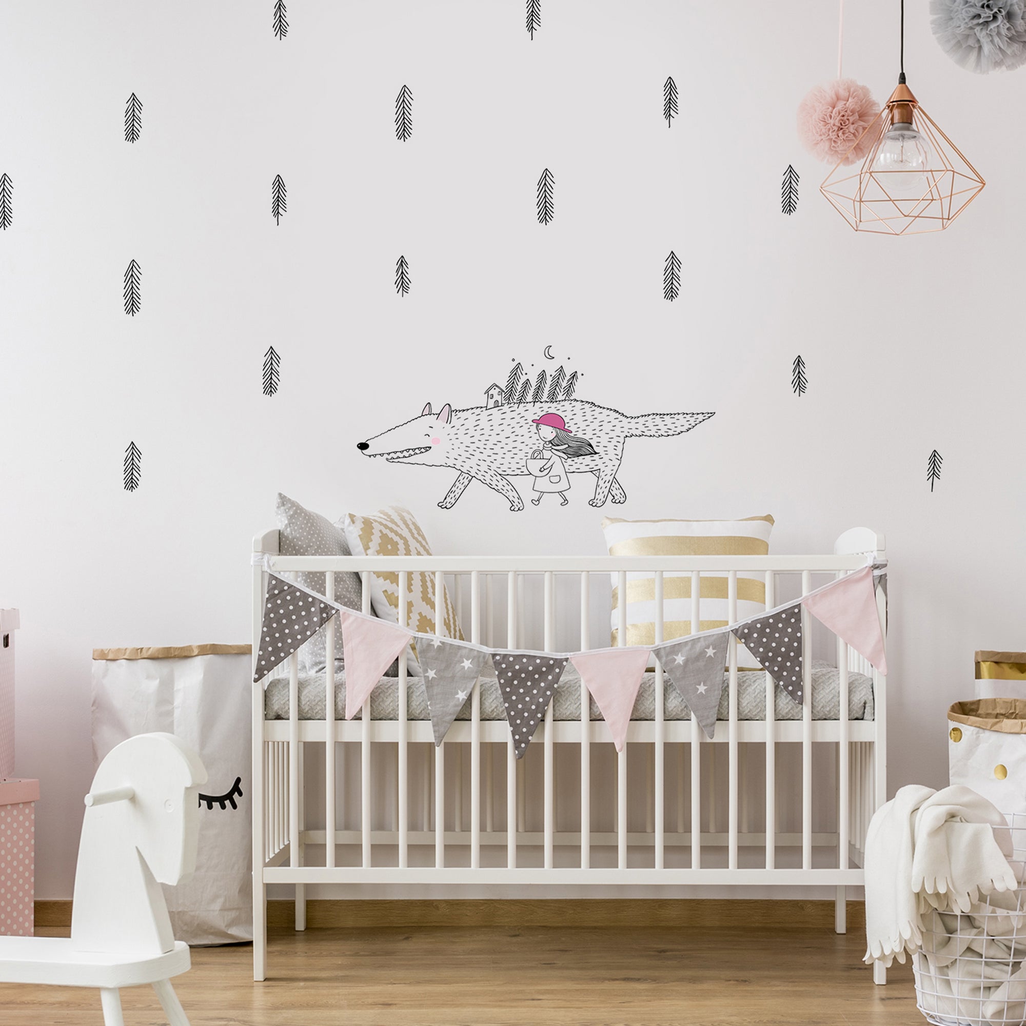 Sticker autocollant décoratif, illustration du petit chaperon rouge ...