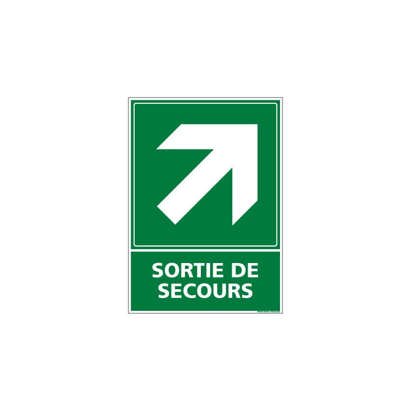 PANNEAU EVACUATION/SORTIE DE SECOURS (HAUT DROITE) (B0247) 450 x 630 mm ...