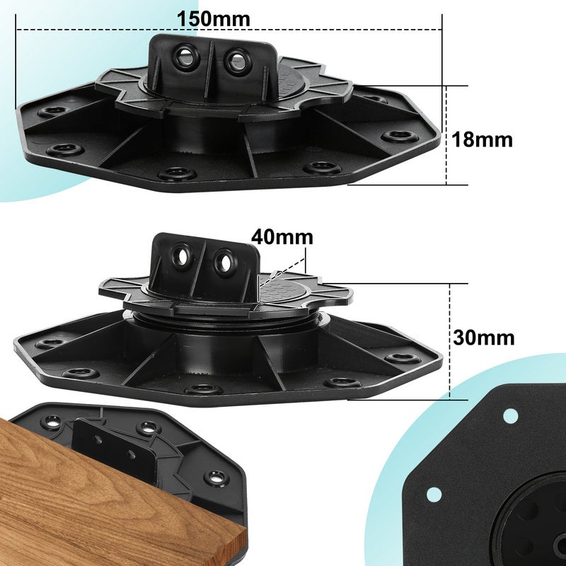 PLOT RÉGLABLE DE 18 À 30 MM 50 Pièces POUR TERRASSE BOIS ET COMPOSITE ...