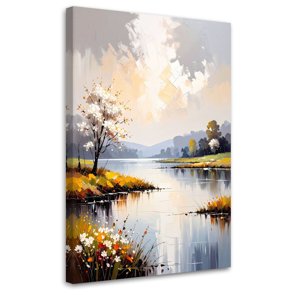 Quadro su tela, Paesaggio Lago Alberi Natura - 80x120 | Leroy Merlin
