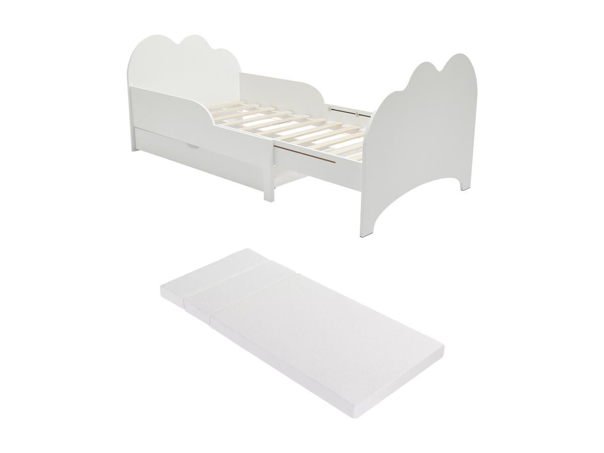 Lit évolutif 90 x 140/170/200 cm avec tiroir - Pin et MDF - Blanc ...