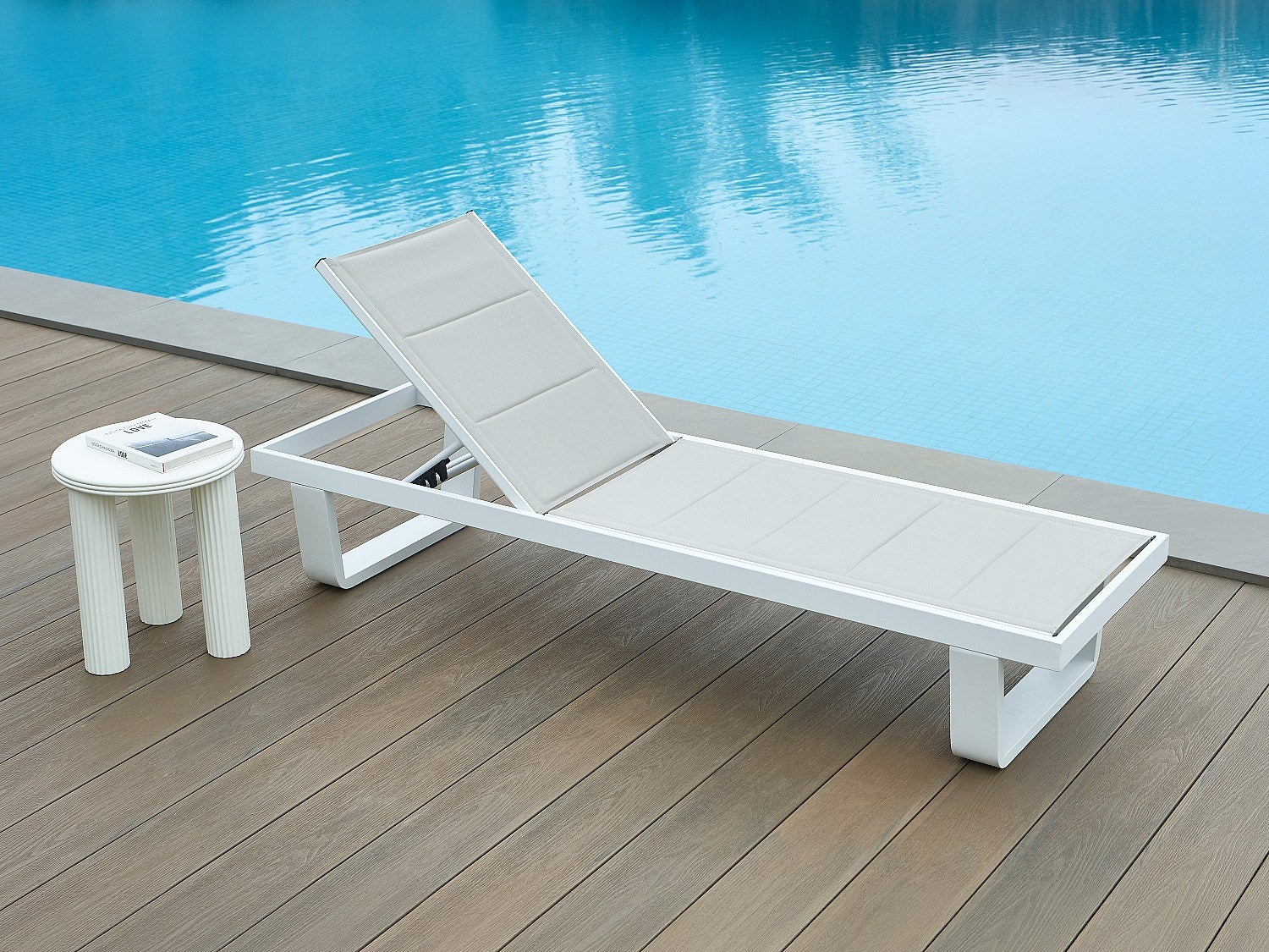 Bain de soleil en aluminium et textilène - Gris et blanc - NABUNA de ...